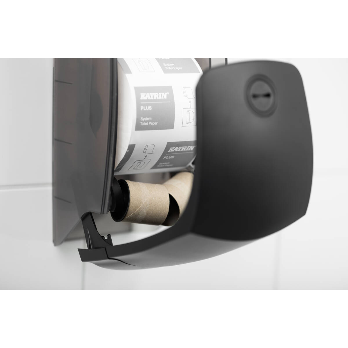 77519 Katrin Plastic Dispenser For System Toilet Paper Roll, Black