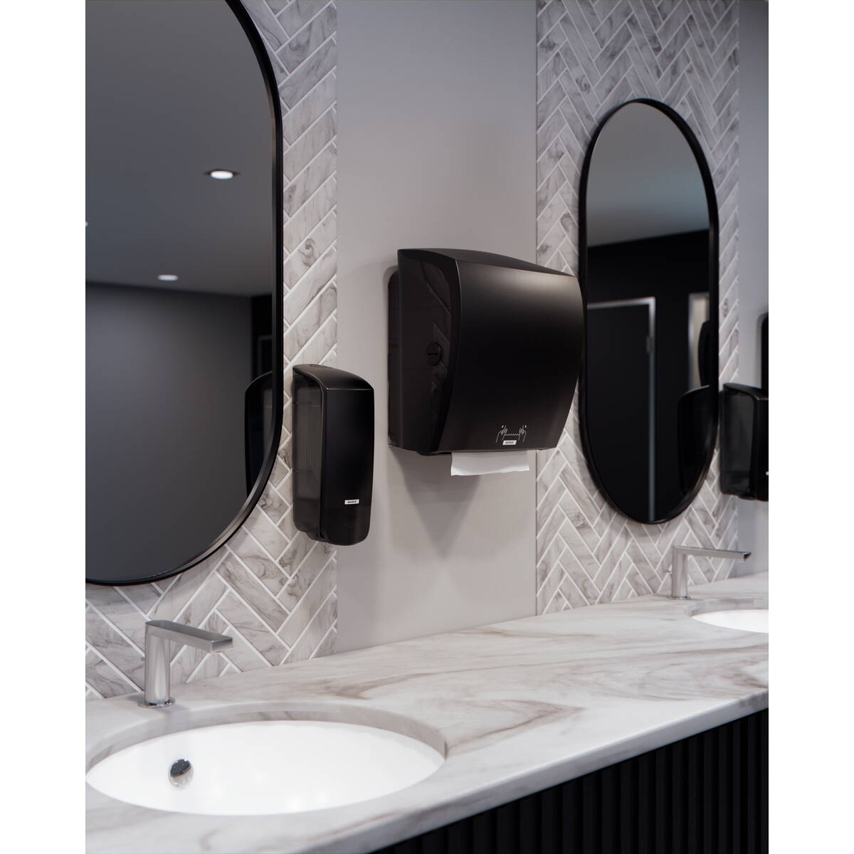 77397 Katrin Plastic Dispenser 1000 ml For Commercial Hand Wash, Black