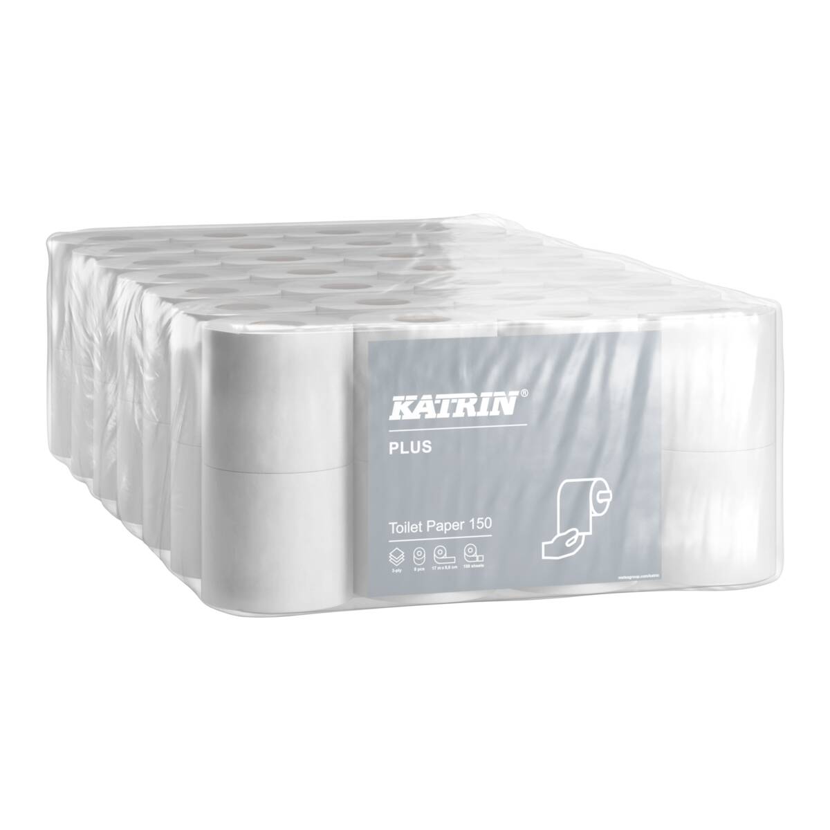 16525 Katrin Plus Toilet Paper Roll 150 Sheets 3-Ply