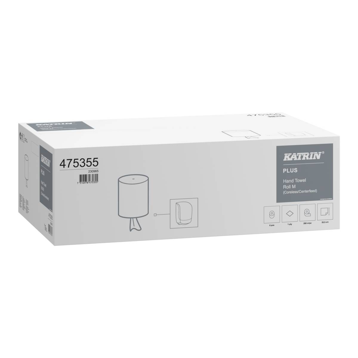 475355 Katrin Plus Centrefeed Roll Medium Coreless 280 Metre 1-Ply