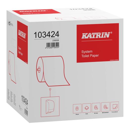 103424 Katrin Dispenser Toilet Paper Roll System 800 Sheets 2-Ply