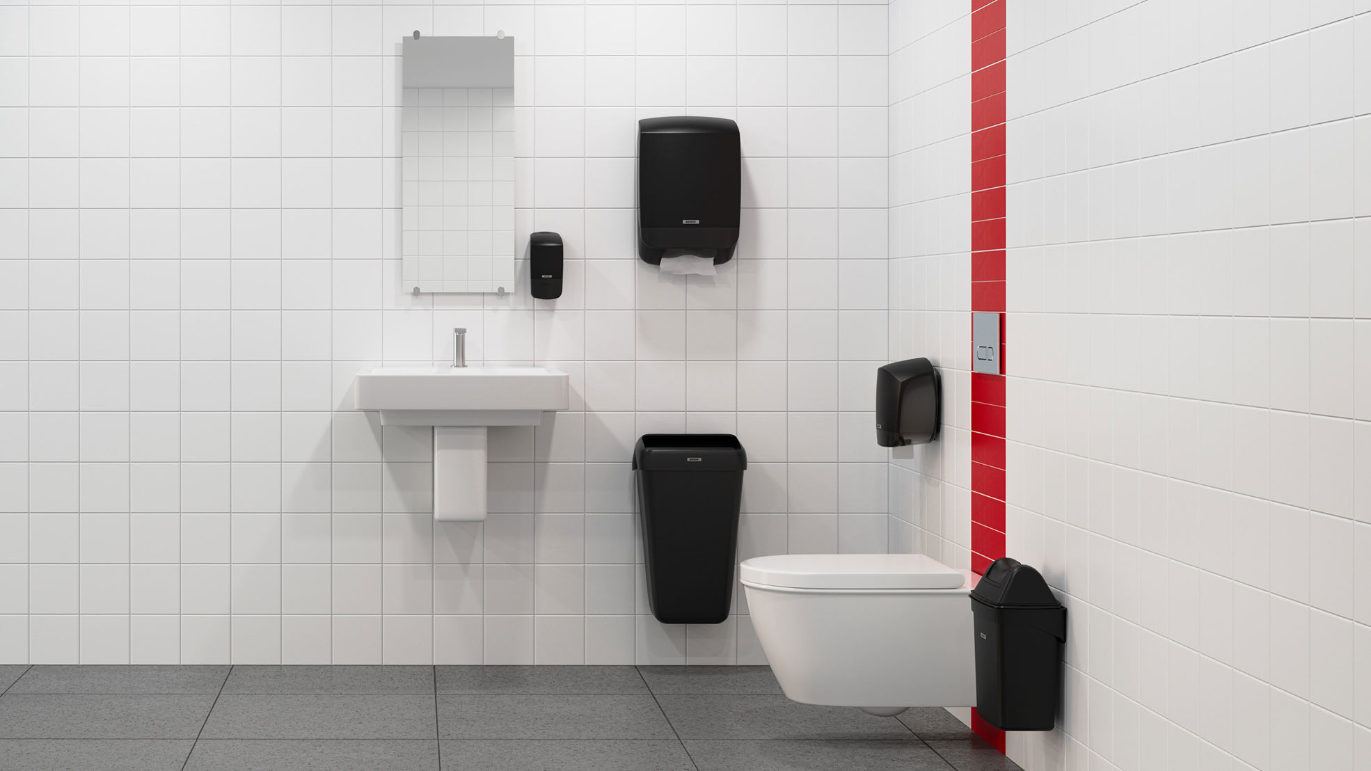 Classic hygiene solution for a low traffic washroom | Katrin