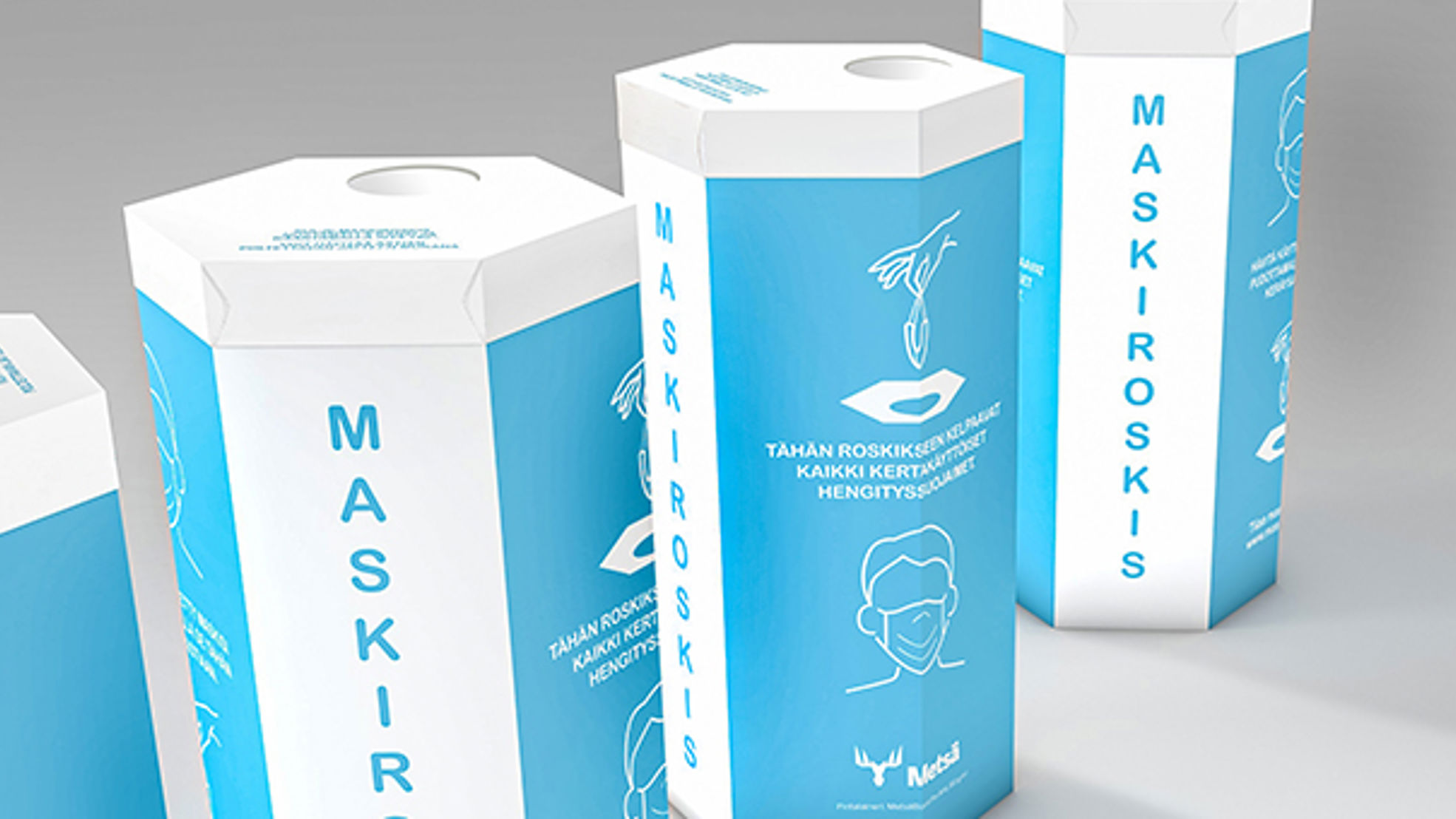 A new corrugated waste bin designed for the hygienic disposal of face masks