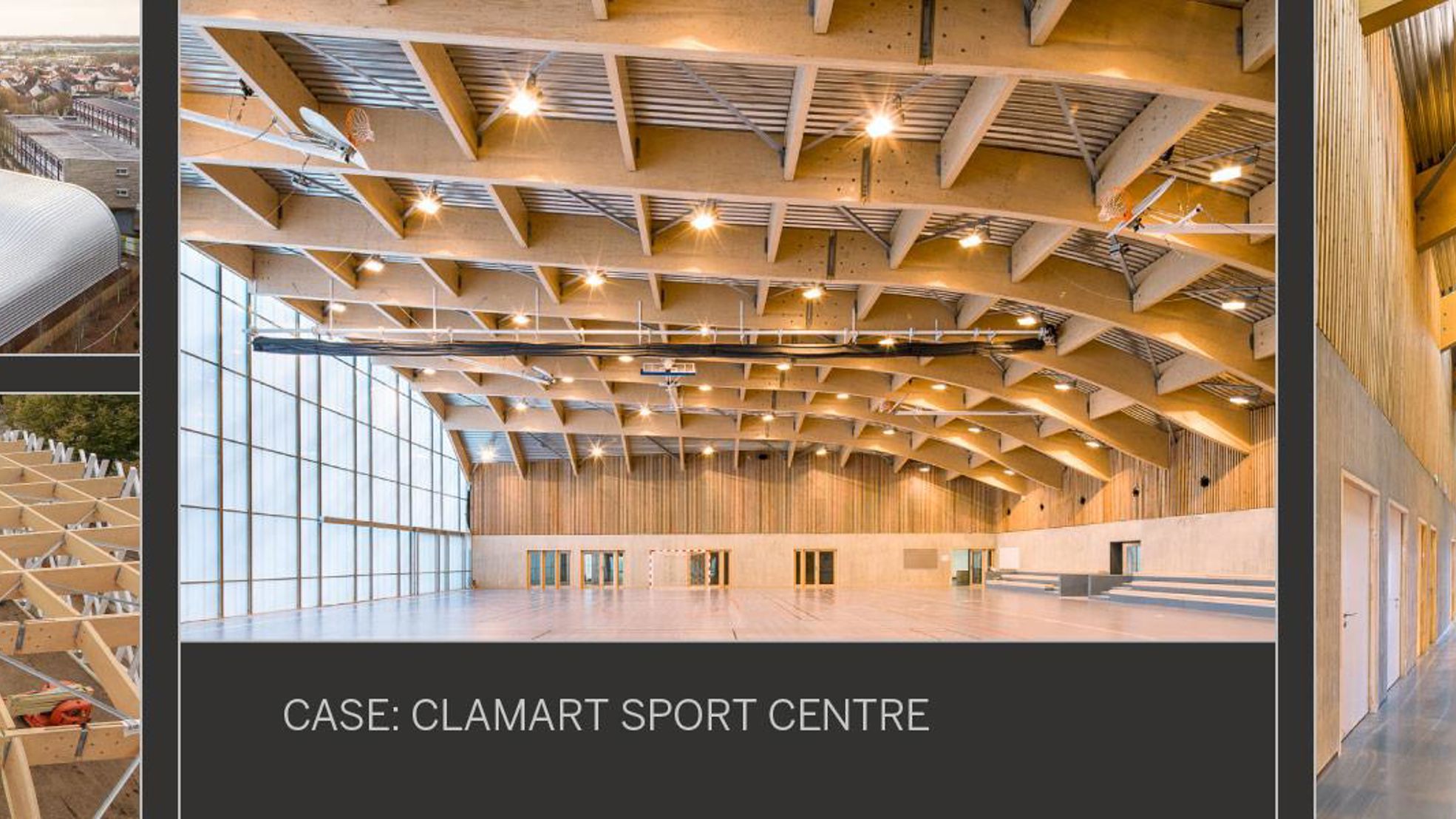 Linna spordikeskus ennenägematute puidust kumerustega